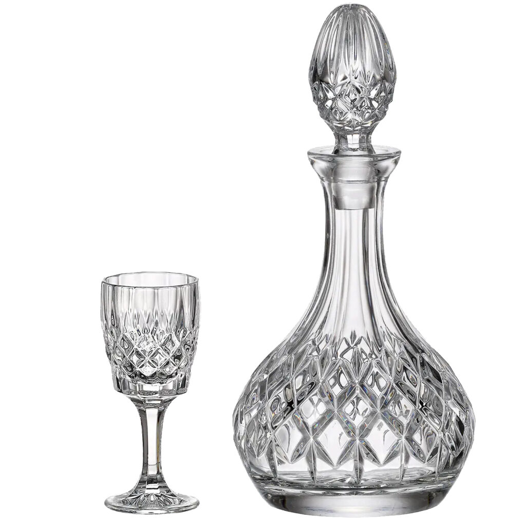 Set Pahare Shot cu Decantor Cristal Bohemia Angela — Pahare-Cristal.ro